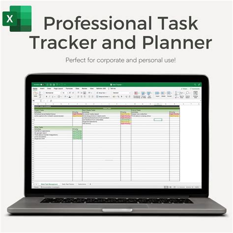 Excel Task Tracker And Planner To Do List Corporate And Personal Task Tracker Weekly And