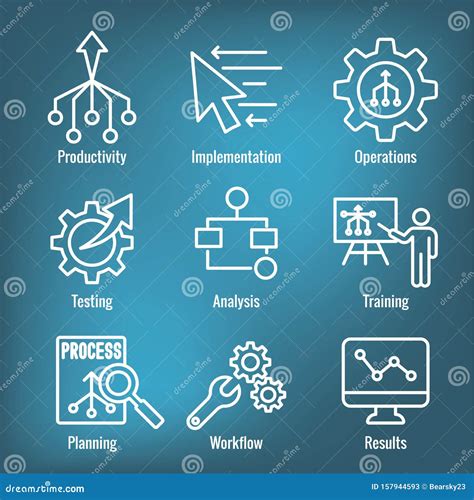 Workflow Efficiency Icon Set Has Operations Processes Automation