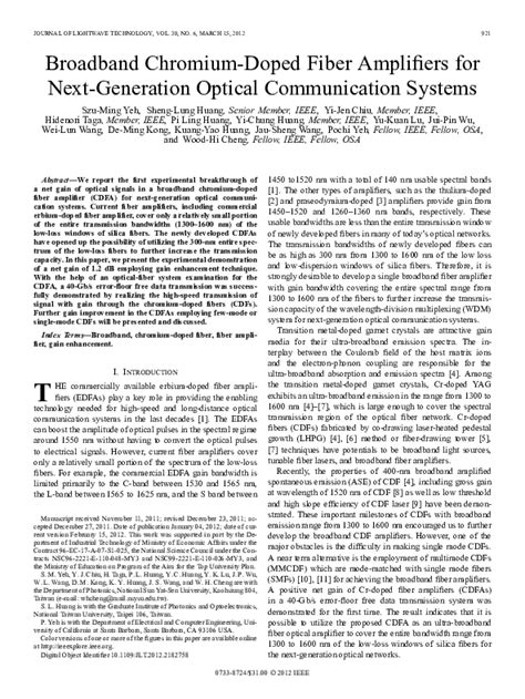 pdf broadband chromium doped fiber amplifiers for next generation