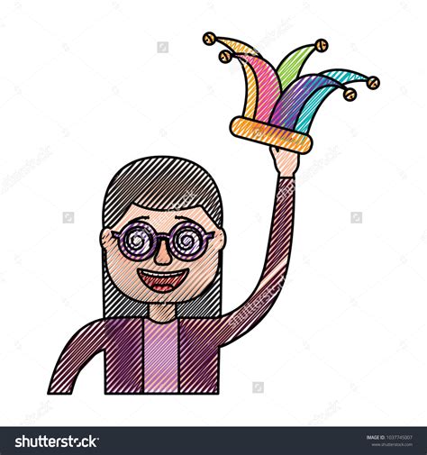 Funny Smile Woman Silly Glasses Jester Stock Vector Royalty Free