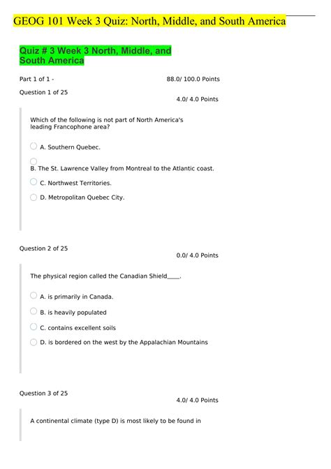 American Military University GEOG 101 Week 3 Quiz UPDATED GEOG 101