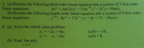 solved 3 a rewrite the following third order linear