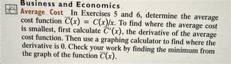 Solved Business And Economics Average Cost In Exercises 5 Chegg Com