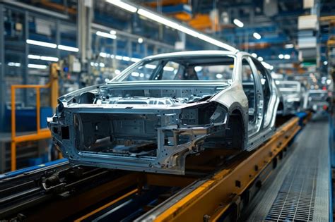 Modern Car Manufacturing Automated Assembly Process Of Vehicle Bodies