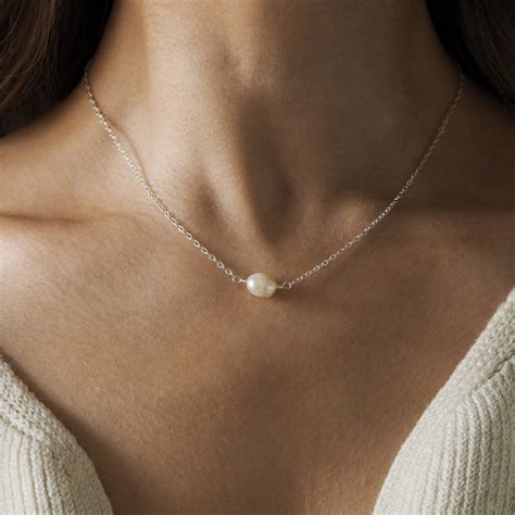 Elisa Sterling Silver Pearl Necklace By Aluna Mae