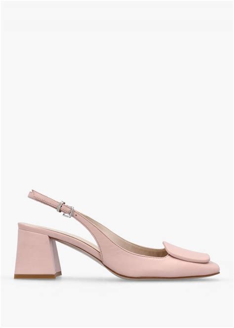 Daniel Nessie Nude Leather Block Heel Sling Backs