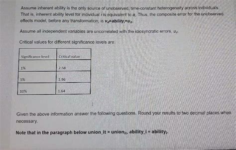 Solved Suppose An Unobserved Effects Model Of Mens Wages Is