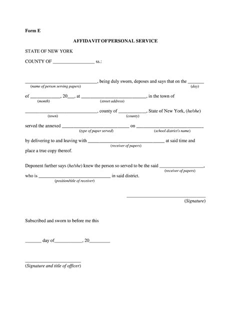 Fillable Online Sro Nysed Fillable Form E Affidavit Of Personal Service Fax Email Print