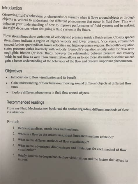 solved pre lab define streamlines streak lines and