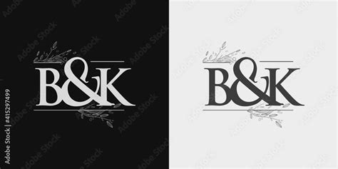Bk Initial Logo Ampersand Initial Logo With Hand Draw Floral Initial