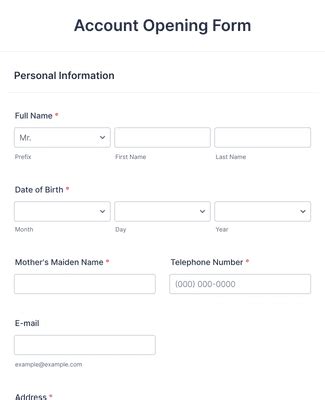 Account Opening Form Template Jotform