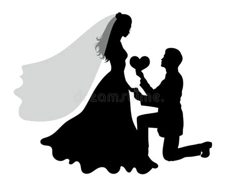 Siluetas Románticas De Boda De Una Pareja En Blanco Ilustración del Vector Ilustración de