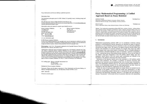 pdf fuzzy mathematical programming a unified approach based on fuzzy