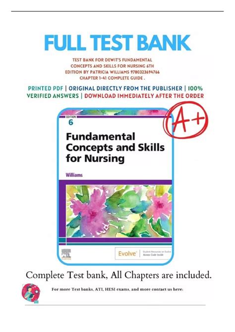 Test Bank For Fundamental Concepts And Skills For Nursing 6th Edition Williams 2025 All