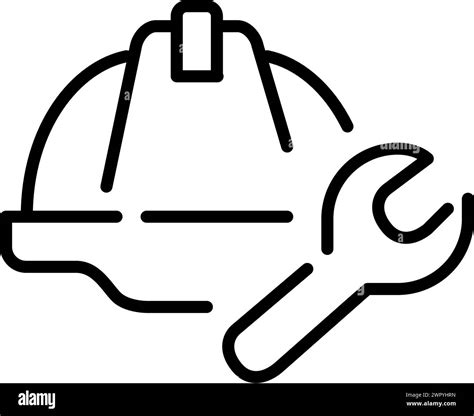 hard hat and wrench worksite maintenance symbol applications and