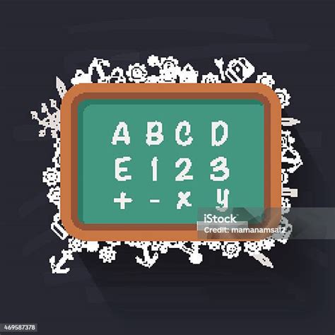 Learning Design On Blackboard Backgroundclean Vector Stock Illustration