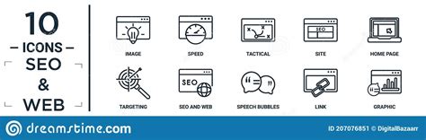 seo and web linear icon set stock vector illustration of seoamp graphic 207076851