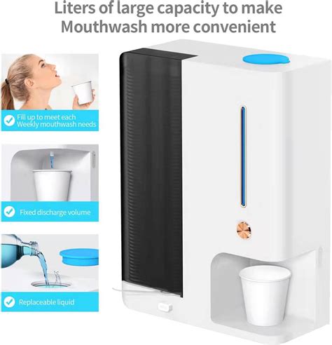 SYMINI Dispensador De Enjuague Bucal Contenedor Recargable De Fl Oz Con Soporte Para Tazas