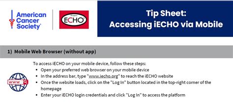 Iecho Tip Sheet Accessing Iecho On Mobile American Cancer Society Echo