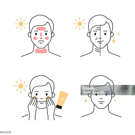 피부 손상 자외선 차단 자외선 차단 벡터 아이콘 남성 캐릭터 건강관리와 의술에 대한 스톡 벡터 아트 및 기타 이미지 건강