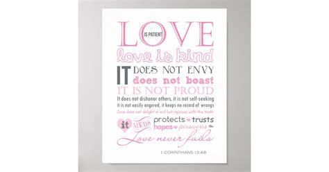 Love Is Patient Love Is Kind 1 Corinthians 13 Poster Zazzle