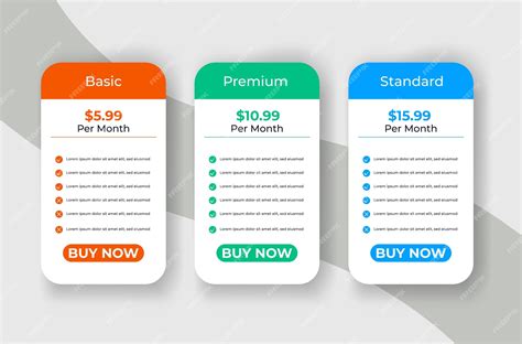 Premium Vector Professional Creative Subscription Pricing Table Template Design