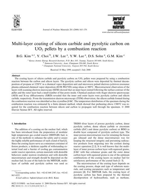 Pdf Multi Layer Coating Of Silicon Carbide And Pyrolytic Carbon On