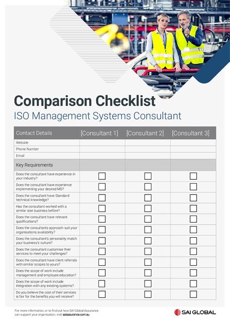 Iso Management Systems Consultant Checklist Intertek Sai Global Australia