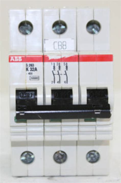ABB S283 K32A Breaker 32A 277/480V 3P Din Rail 3 Pole 3 Phase VDE 0660 ...