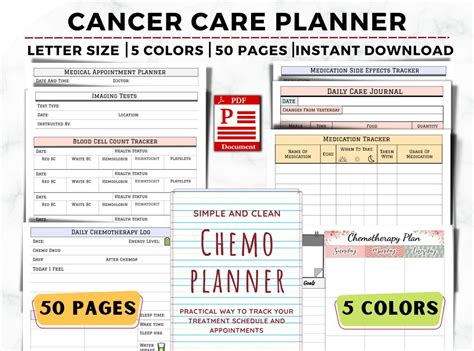 Cancer Care Forms Chemotherapy Journal Printable Cancer Etsy