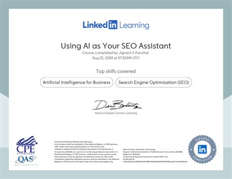 Certificateofcompletion Using Ai As Your Seo Assistant Pdf