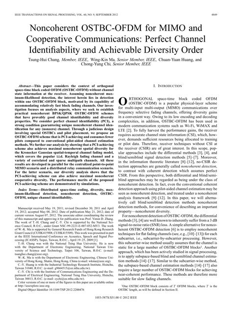 Pdf Noncoherent Ostbc Ofdm For Mimo And Cooperative Communications