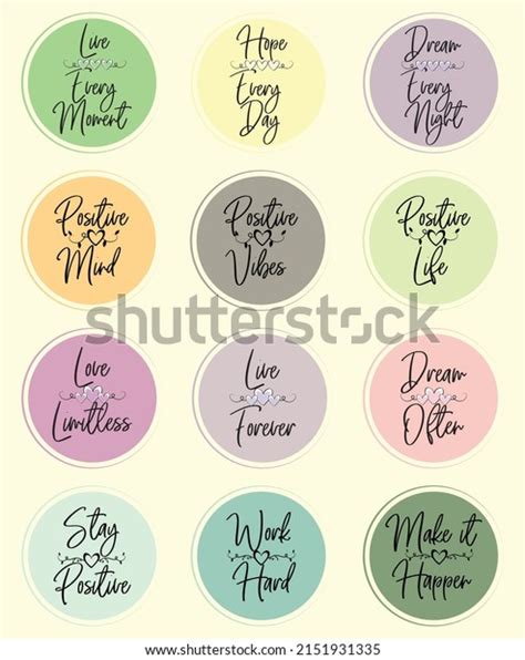 Affirmation Cards Circle Vector Motivational Inspirational Stock Vector