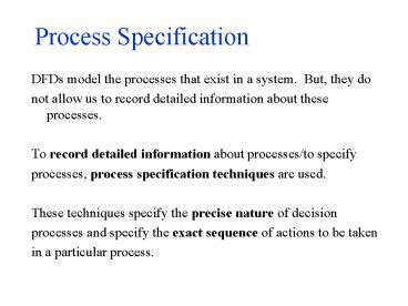 PPT Process Specification PowerPoint Presentation Free To View Id 2504b2 YzkzO