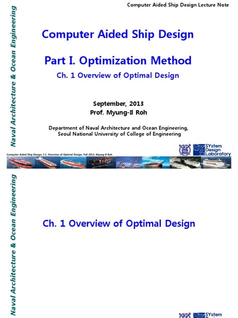 Lecture Notes On Optimal Ship Design Methods With A Focus On Using