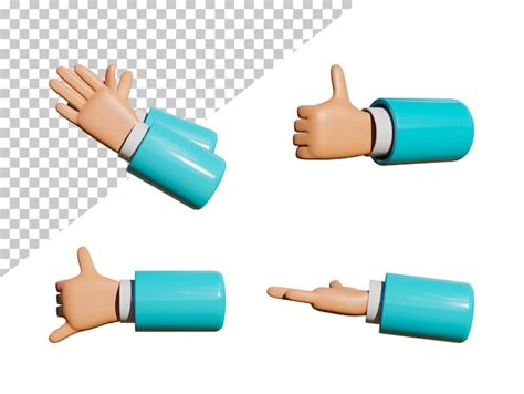 Un Conjunto De Cinco Gestos Con Las Manos Con Los Pulgares Hacia Arriba