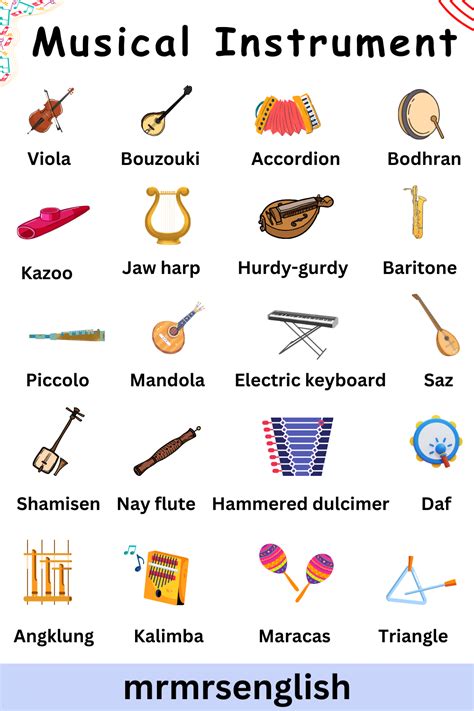 Different Types Of Musical Instruments Names With Picture Mr Mrs English