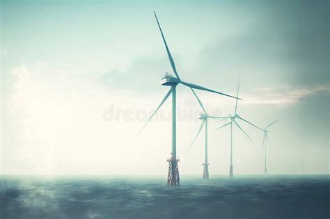 Renewable Resources In Environment Of System For Obtaining Wind Energy In Fog Stock Illustration