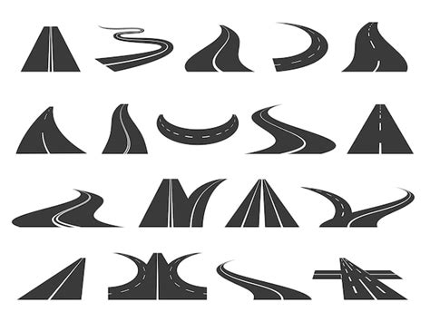 Premium Vector Curvy Road Elements Perspective Highway Windings