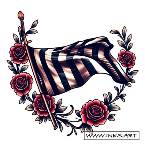 Tattoo Design Correctional Officer Flag In Motion Style Neotraditional