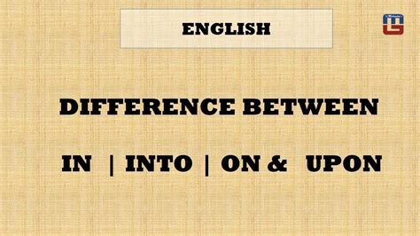 Difference Between In Into On And Upon English Short Tricks Youtube