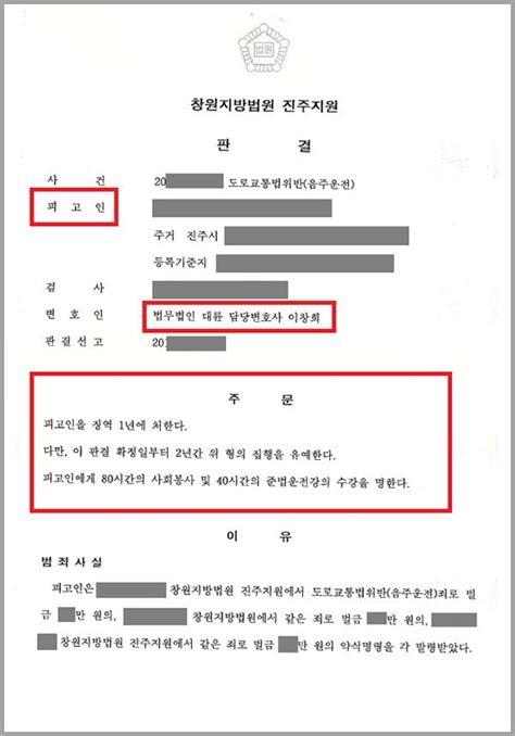 음주운전 집행유예 방어사례 상습적으로 음주운전한 피고인의 집행유예를 받아냄 대륜