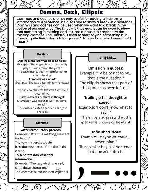 Master Punctuation With Comma Dash And Ellipsis Worksheets