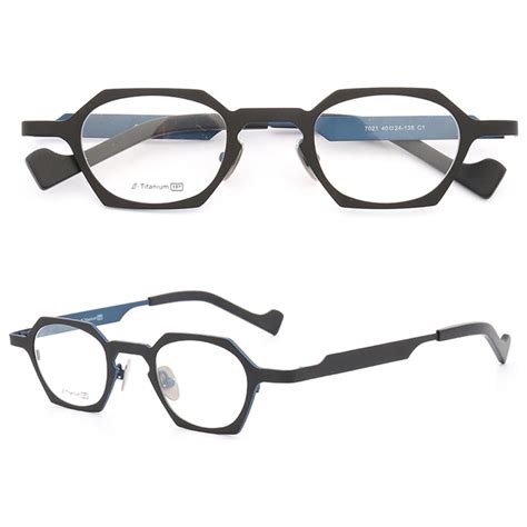 Peak Hexagon Shaped Pure Titanium Eyeglasses Lightweight Geometric