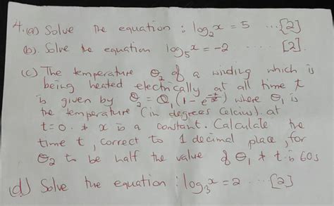 Solved A Solve The Equation Log X B Solve The Chegg Com