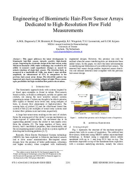 Pdf Engineering Of Biomimetic Hair Flow Sensor Arrays Dedicated To