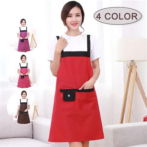 Waterproof Sleeveless Cooking Bib Apron Pocket Cover For Home Kitchen