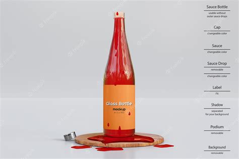 Premium Psd Glass Sauce Bottle Mockup