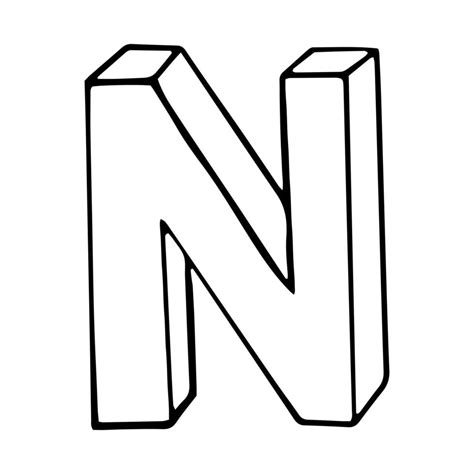 Letra N Desenhada à Mão Em Estilo Doodle Esboço Vetor Fonte