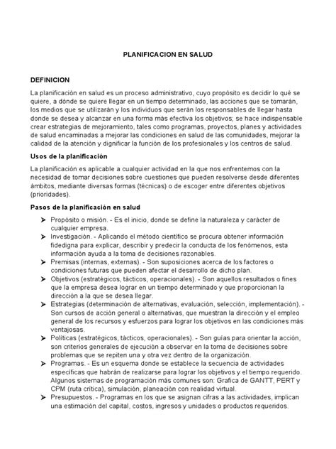 Planificacion En Salud Pdf Planificación Tasa De Mortalidad